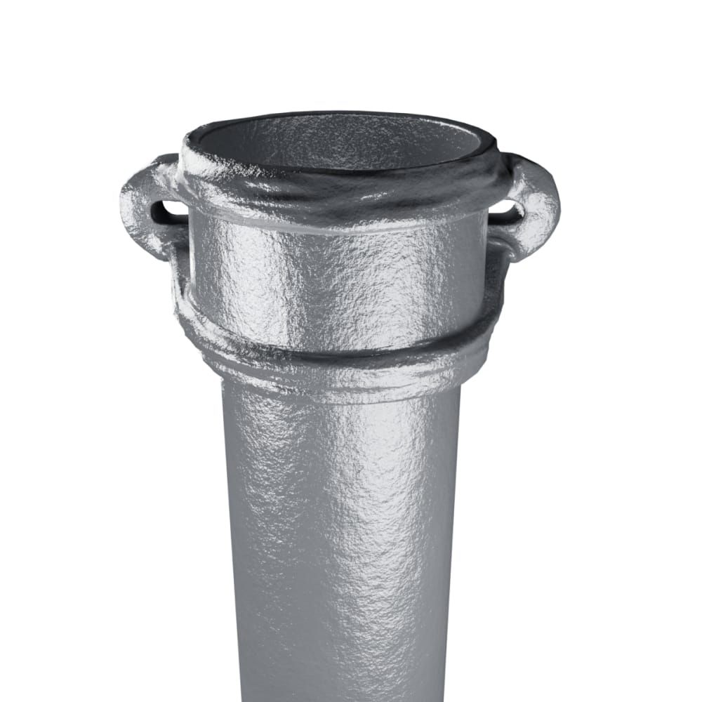 Cast Iron Round Eared Downpipe - Socket On One End - 75mm x 1829mm Primed